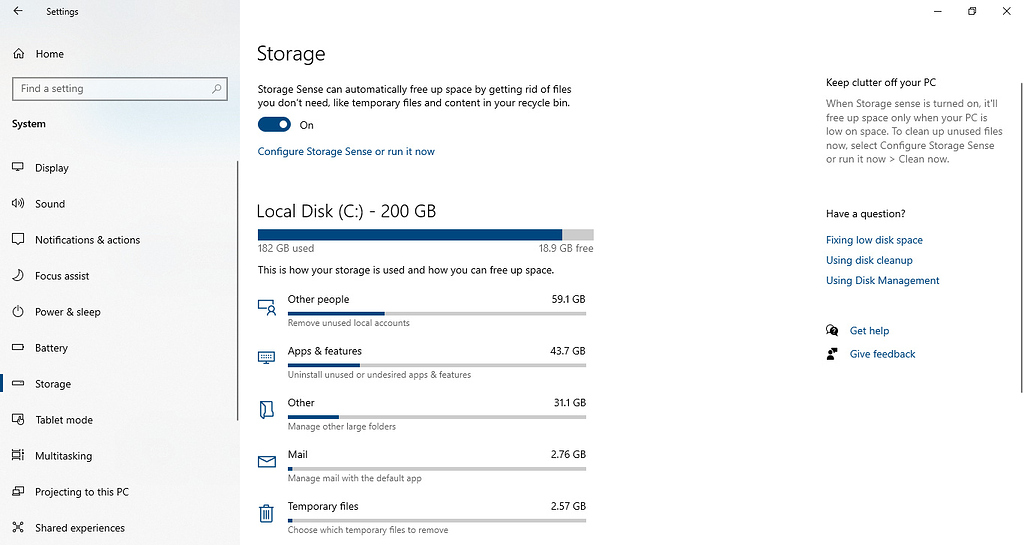 Storage Sense How to enable it automatically in Windows 10? - Windows ...